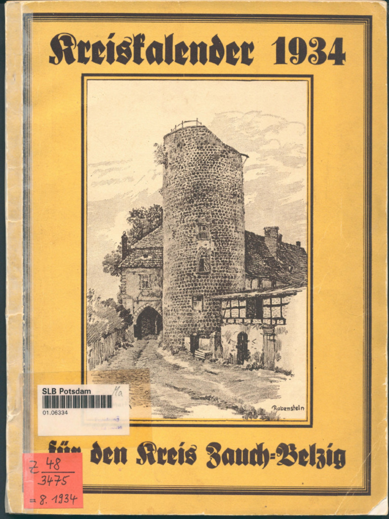 Kreiskalender Für Den Kreis Zauch-Belzig 1934 | PDF