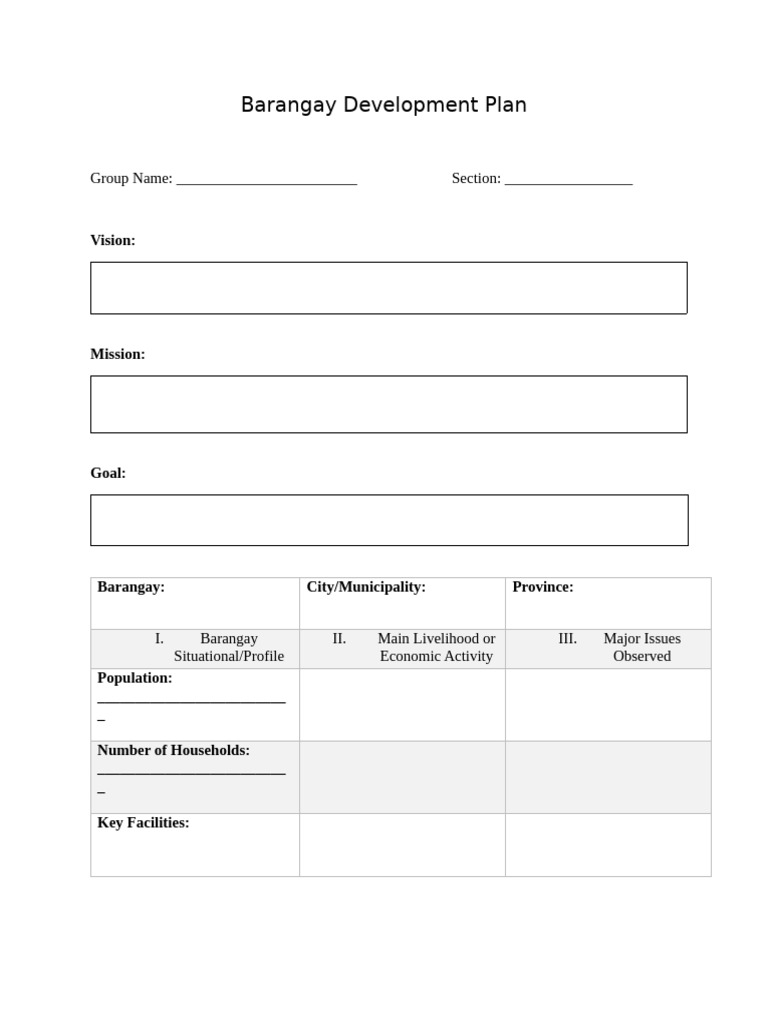 Barangay Development Plan | PDF