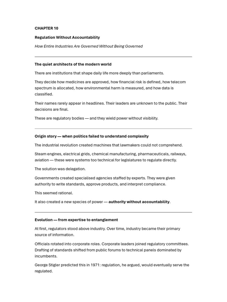 Regulation Without Accountability | PDF | Regulation | Accountability