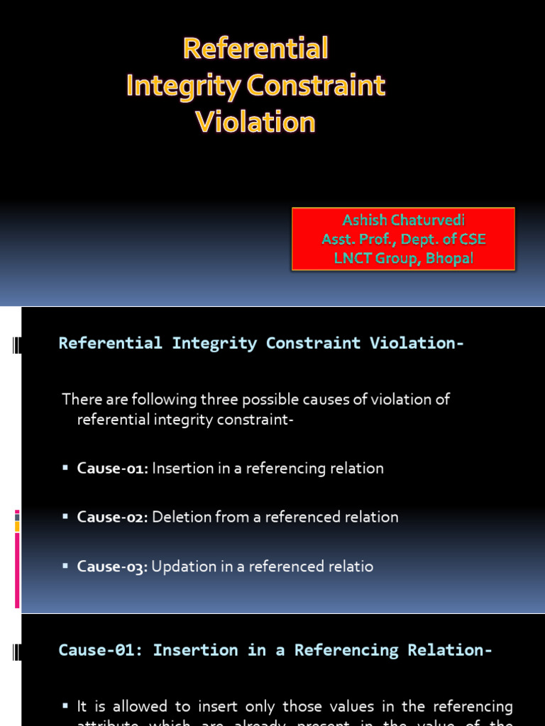 4 Referential Integrity Constraint Violation | PDF | Data | Software Design