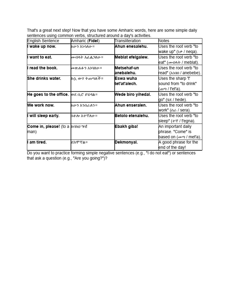 Create Simple Daily Sentences | PDF
