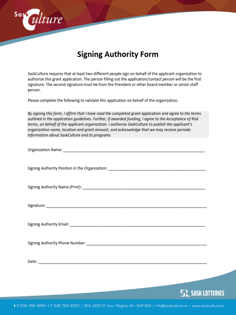 Signing Authority Form Sample | PDF