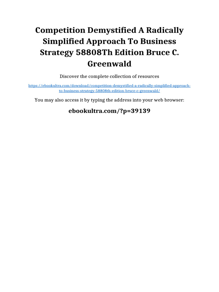 Competition Demystified A Radically Simplified Approach To Business ...