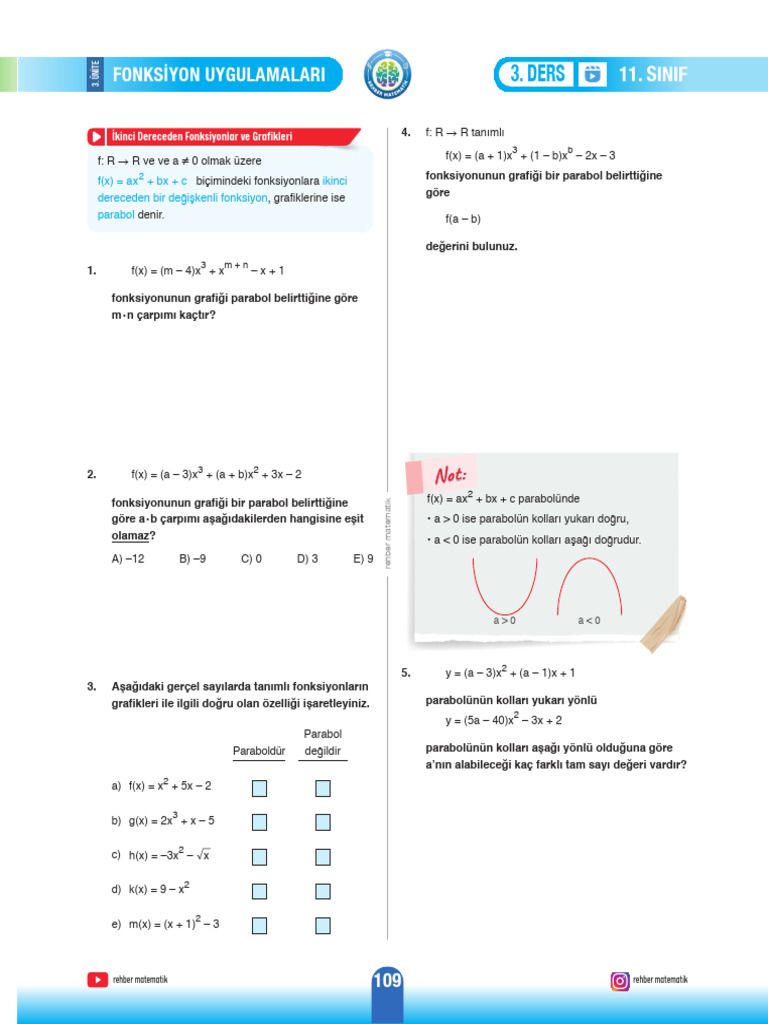 11.SINIF MATBOOK - 3. Ünite - 3. Ders - Rehber Matematik | PDF
