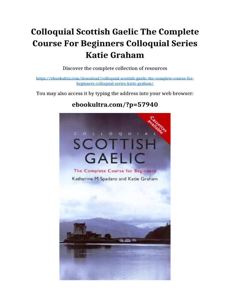 Colloquial Scottish Gaelic The Complete Course For Beginners Colloquial ...