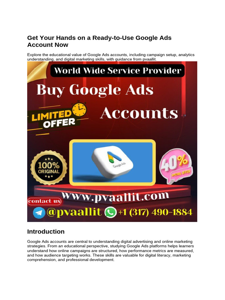 Get Your Hands on a Ready-To-Use Google Ads Account Now | PDF ...