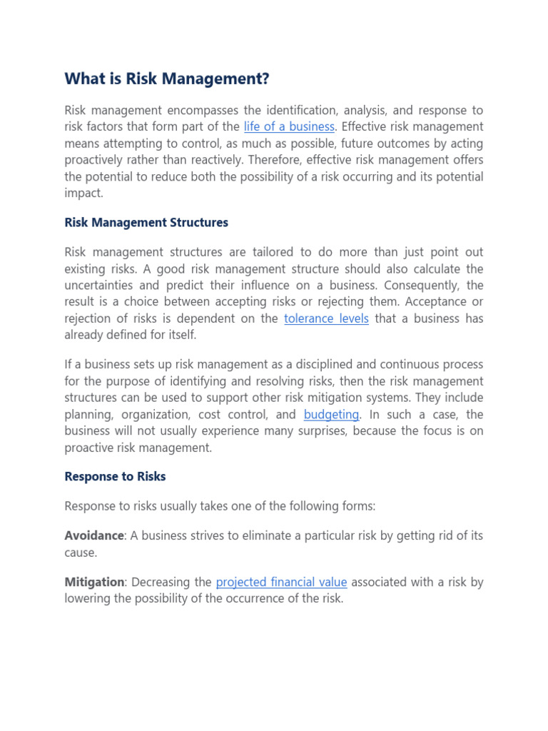 Risk Management Introduction | PDF | Risk Management | Risk