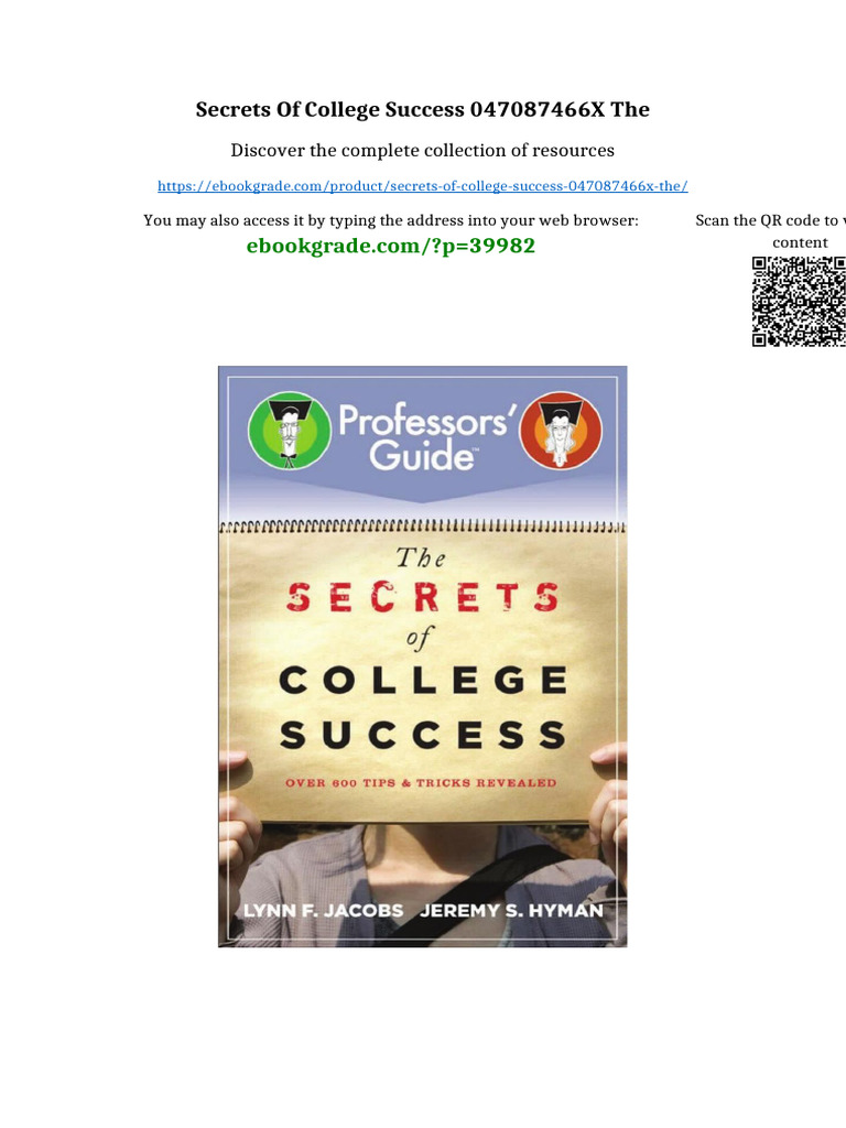 Secrets of College Success 047087466X The Complete Edition | PDF ...