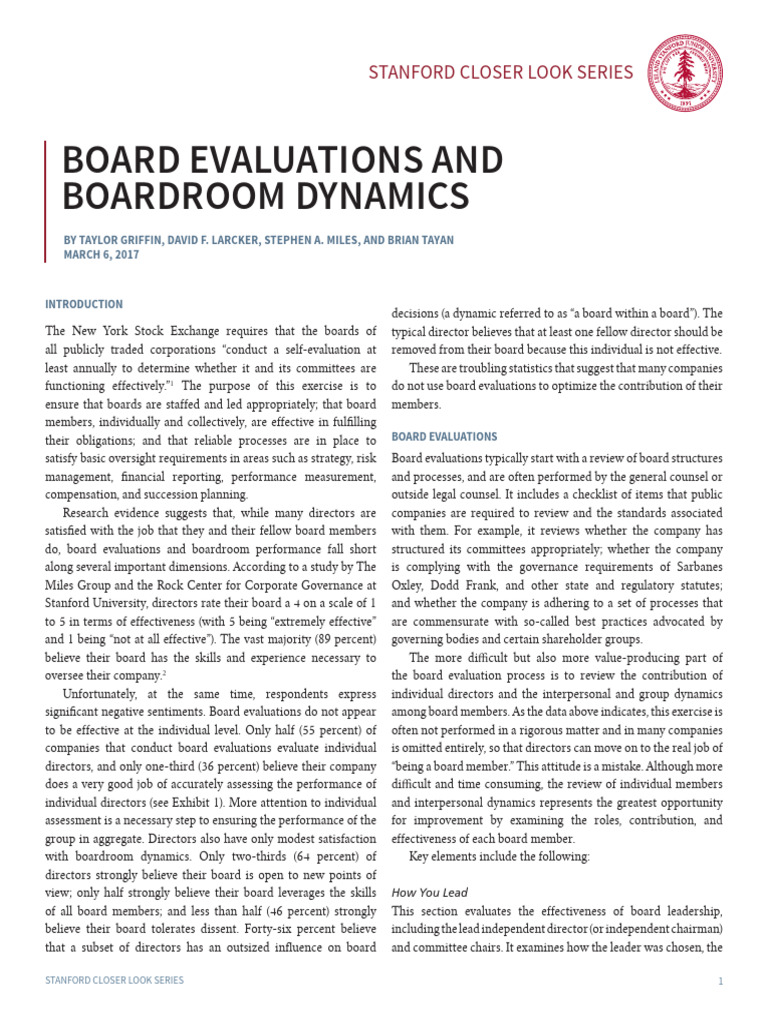 4 Board Evaluations | PDF | Leadership | Board Of Directors