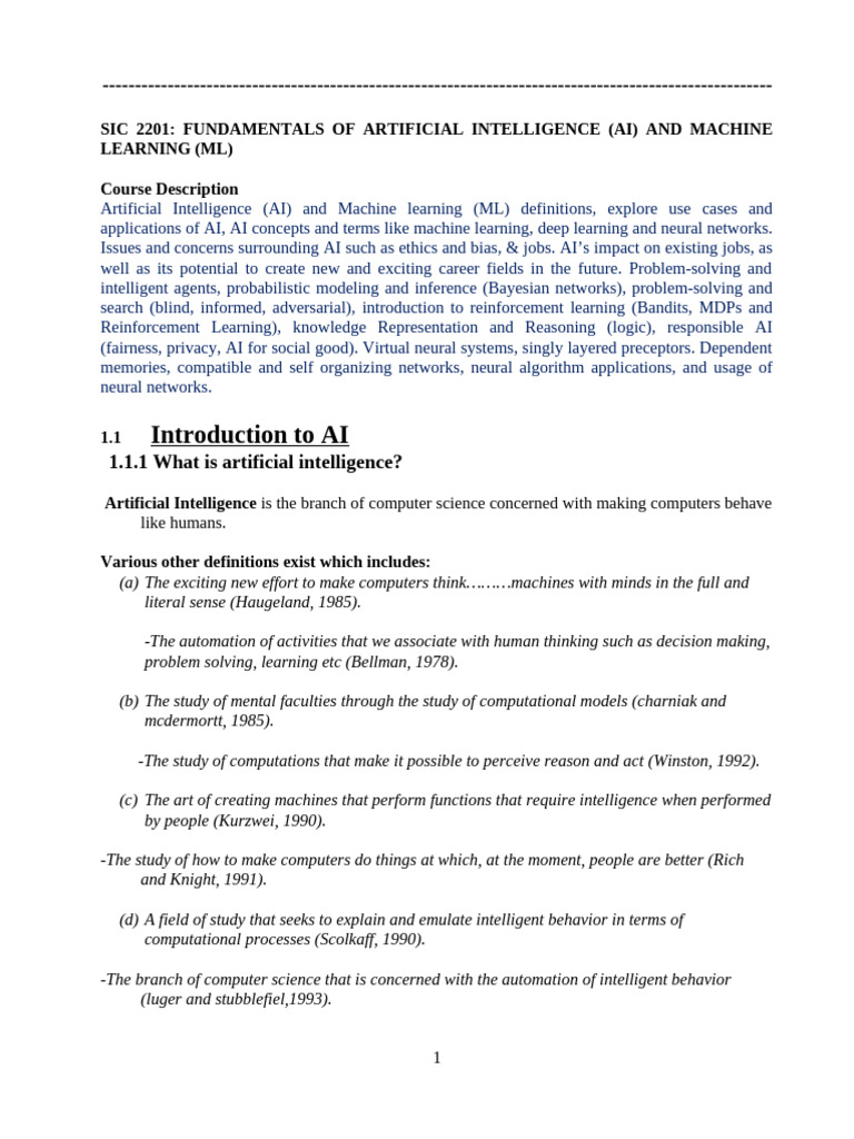 Lesson 1&2-Introduction To Artificial Intelligence | PDF | Intelligence ...