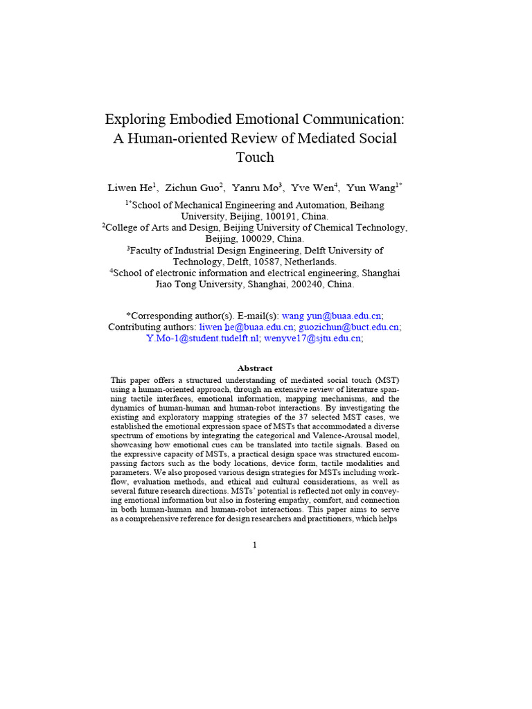 [35]Exploring Embodied Emotional Communication AHuman-Oriented Review ...
