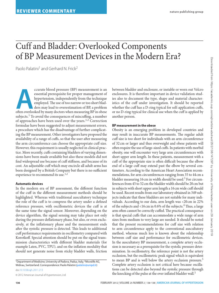 2012 Palatini, Cuff and Bladder Overlooked Components of BP Measurement ...