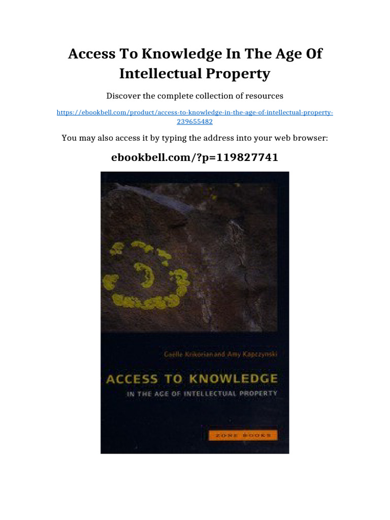 Access to knowledge in the age of intellectual property Ready to Read ...