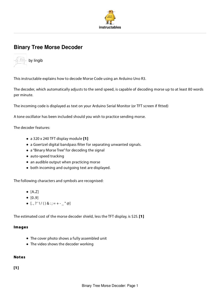 Binary Tree Morse Decoder | PDF | Fast Fourier Transform | Electrical ...