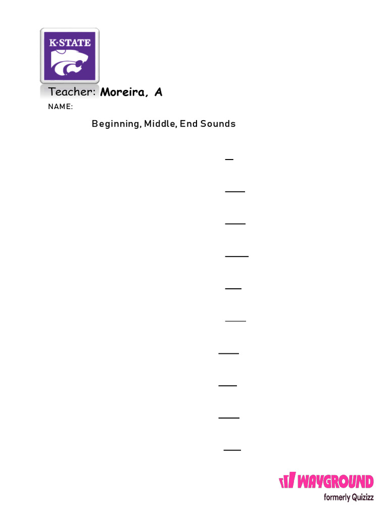 Quizizz - Beginning, Middle, End Sounds-IREAD | PDF