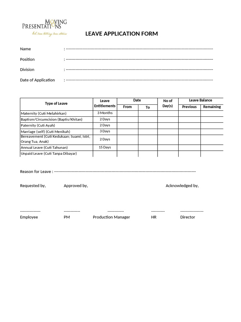 Leave Application Form For Employee | PDF