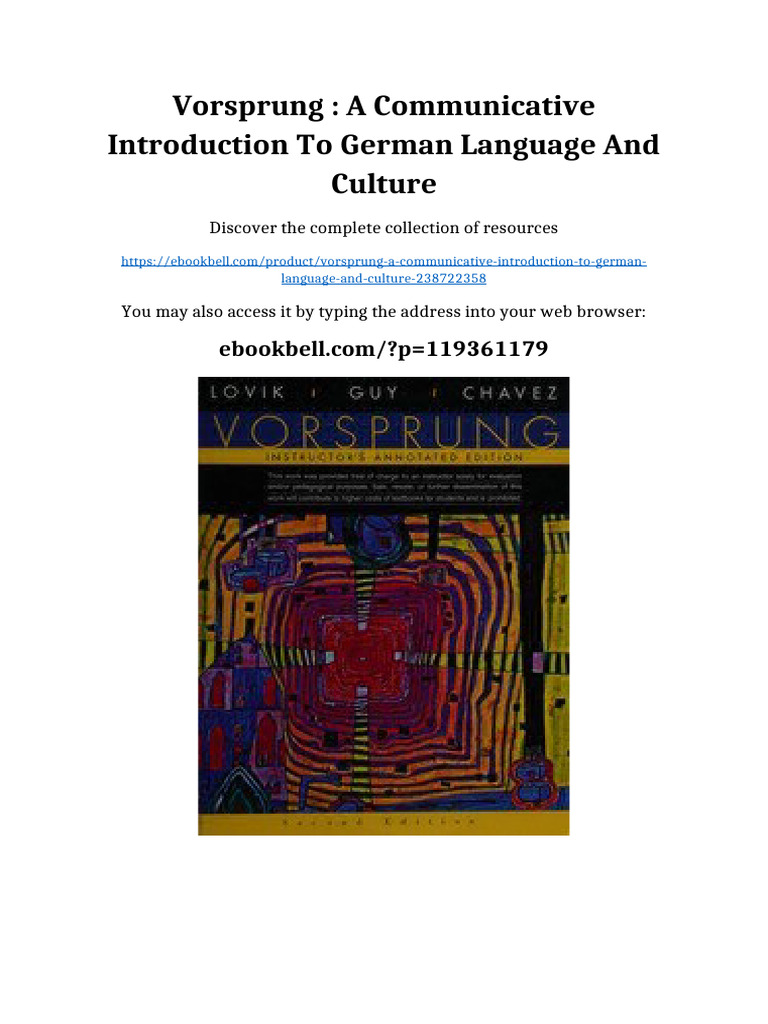 Vorsprung : a communicative introduction to German Language and Culture ...