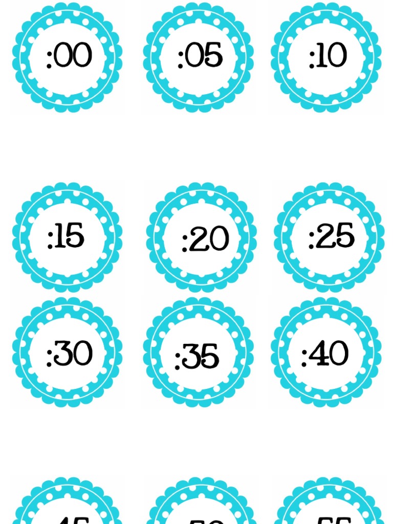 CIRCLE POLKA DOT Numbers by 5 For Clock Turquoise | PDF