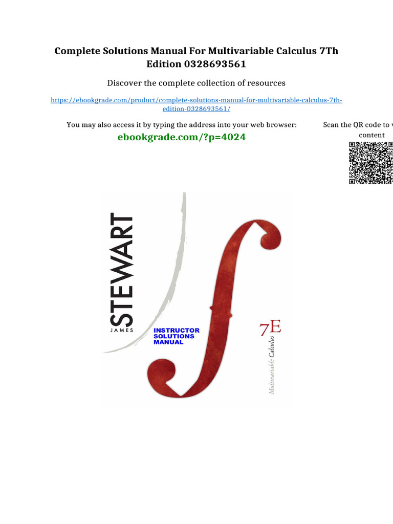 COMPLETE Solutions Manual for Multivariable Calculus 7th Edition ...