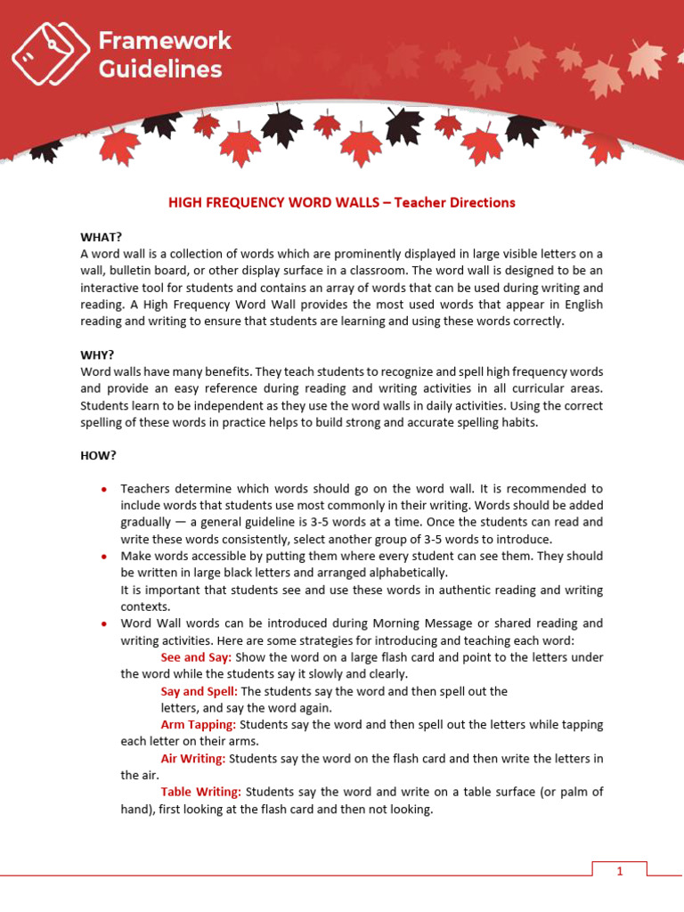 !grade 2 - High Frequency Words - Teacher Directions | PDF | Literacy ...