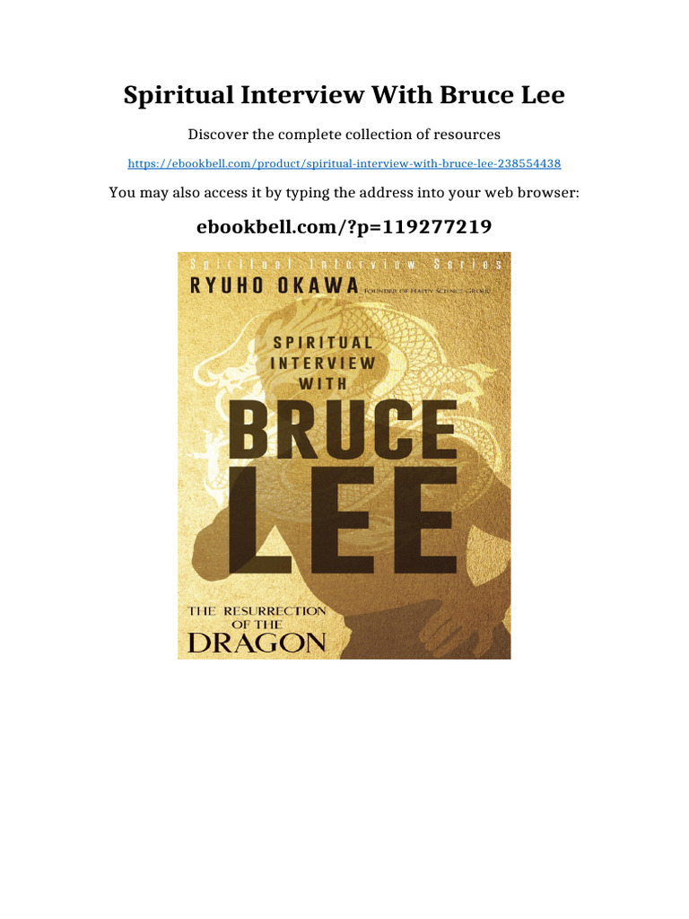Spiritual Interview With Bruce Lee Digital Version 2025 | PDF ...