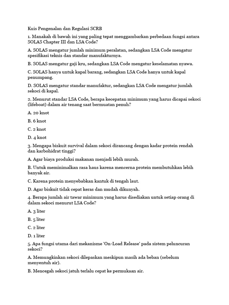 Kuis Pengenalan Dan Regulasi SCRB | PDF