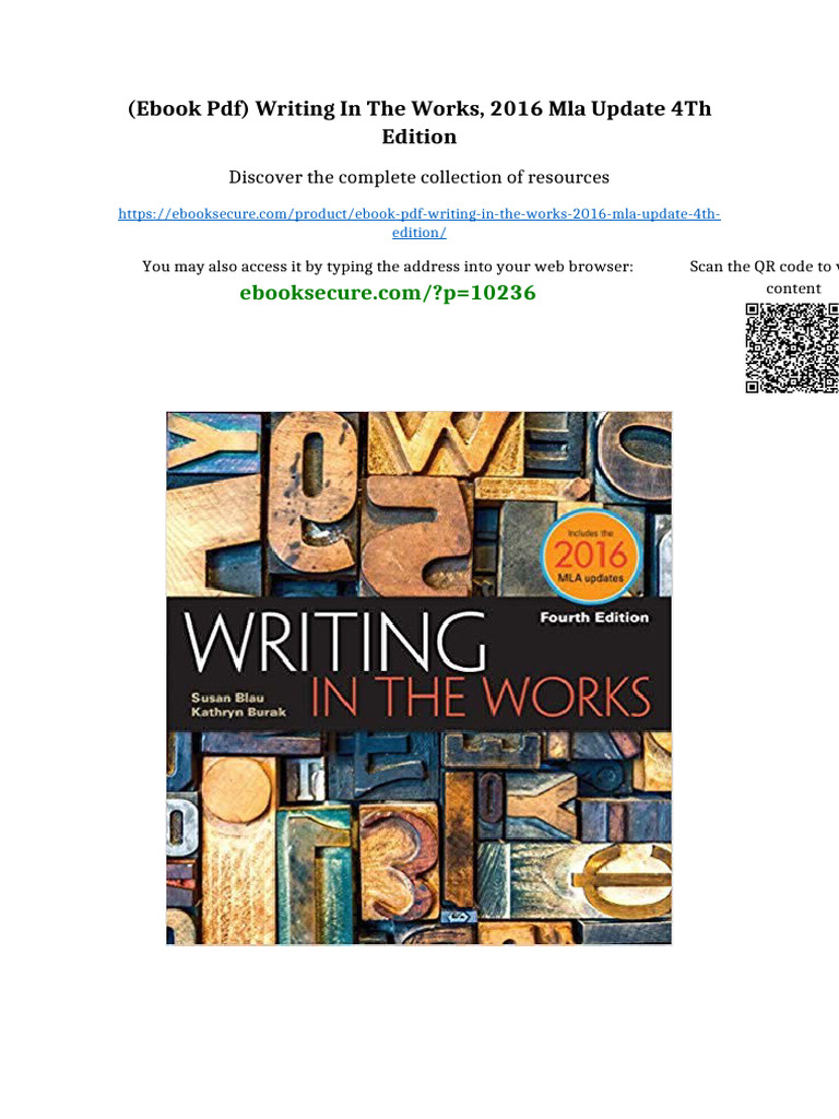 (eBook PDF) Writing in the Works, 2016 MLA Update 4th Edition pdf ...