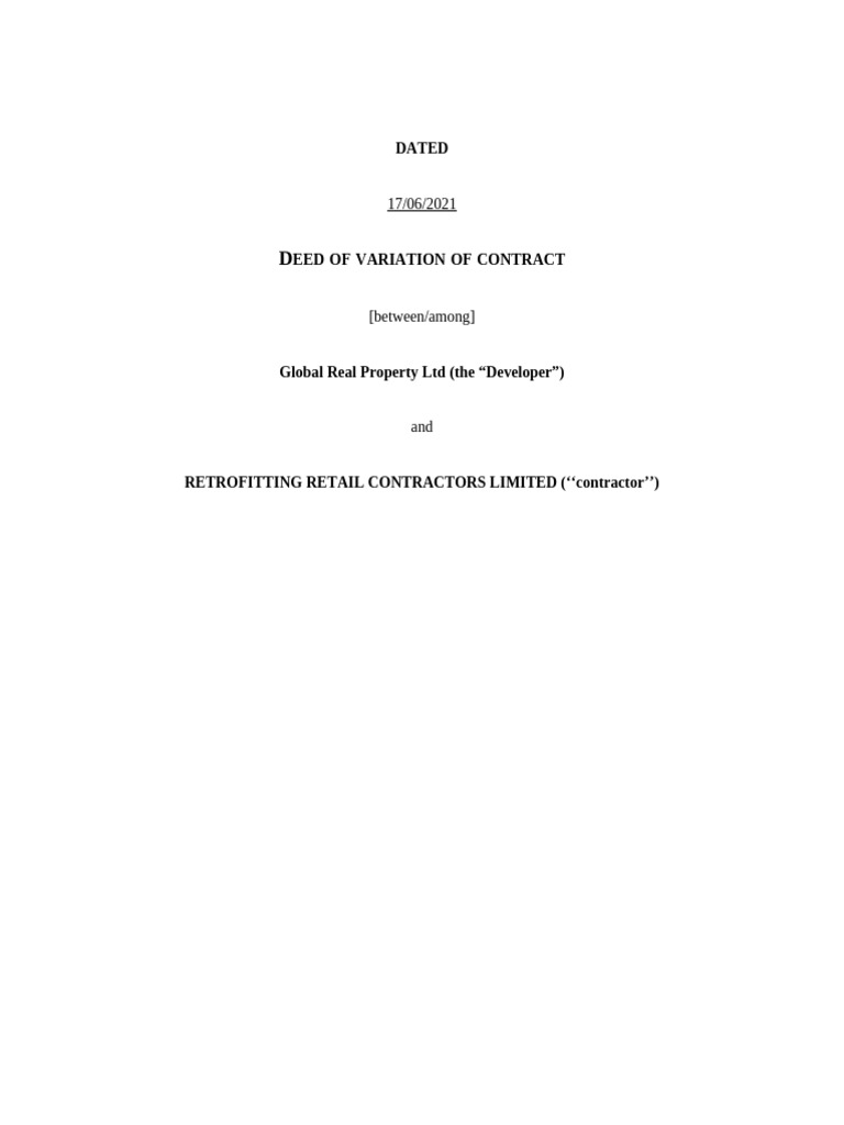 Deed of Variation (Template) | PDF | Civil Law (Common Law) | Legal ...