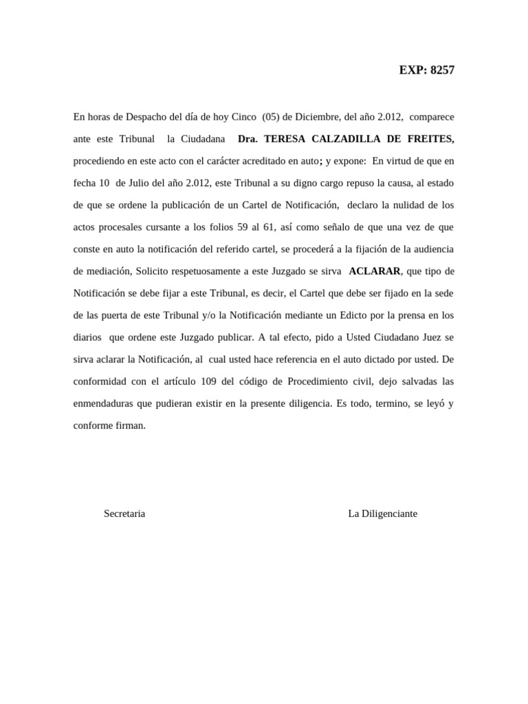 Diligencia de Marbelis | PDF