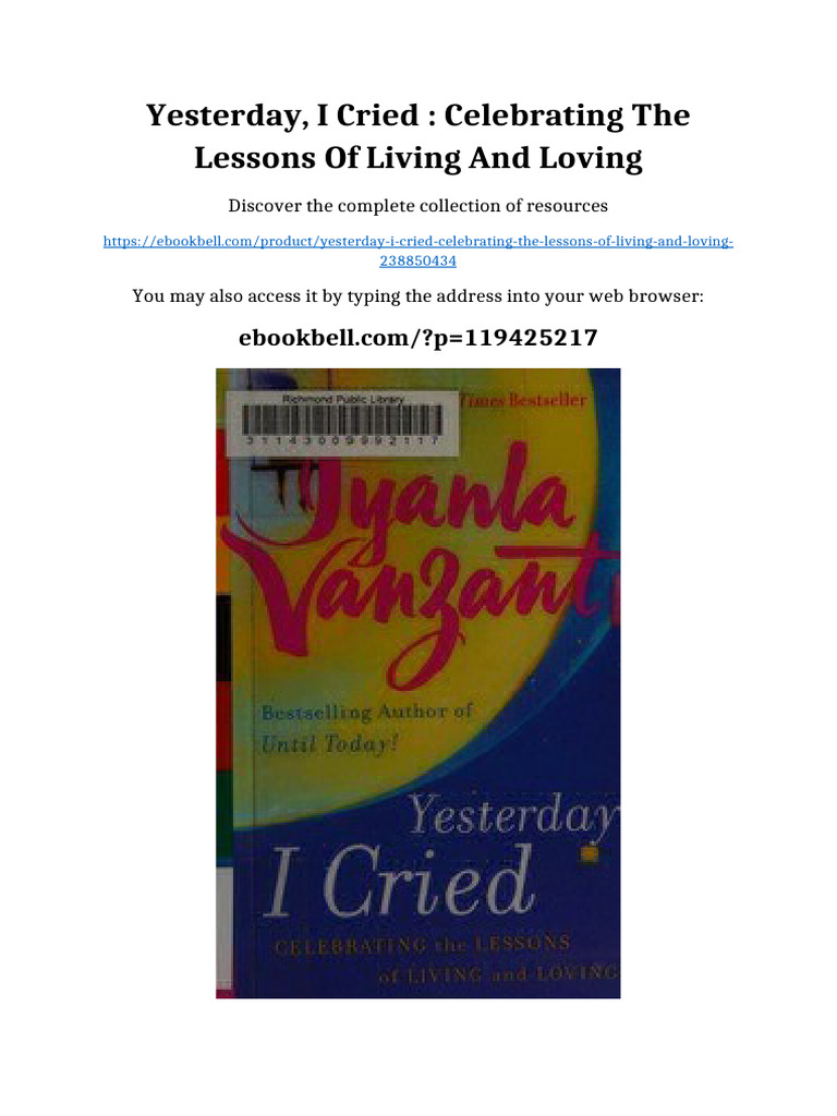 Yesterday, I cried : celebrating the lessons of living and loving ...
