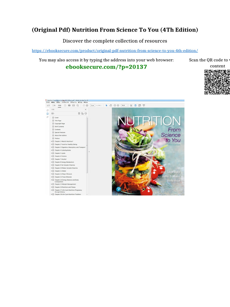 (Original PDF) Nutrition From Science To You (4th Edition) Sample | PDF ...