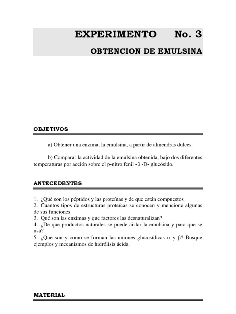 Obtencion de Emulsina | PDF | Enzima | Química