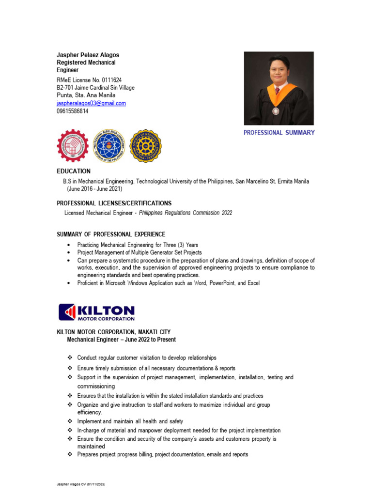 Jaspher Alagos Cv | PDF