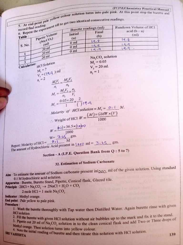 Volumetric Analysis Values For Chemistry | PDF