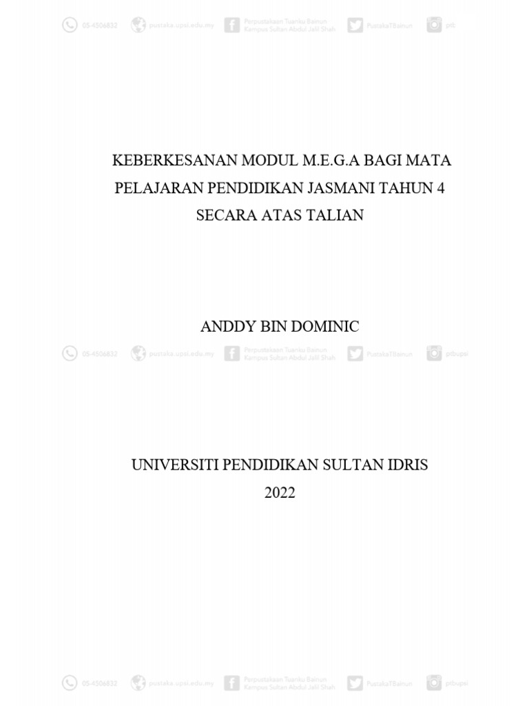 Keberkesanan Modul M.E.G.A Bagi Mata Pelajaran Pendidikan Jasmani Tahun ...