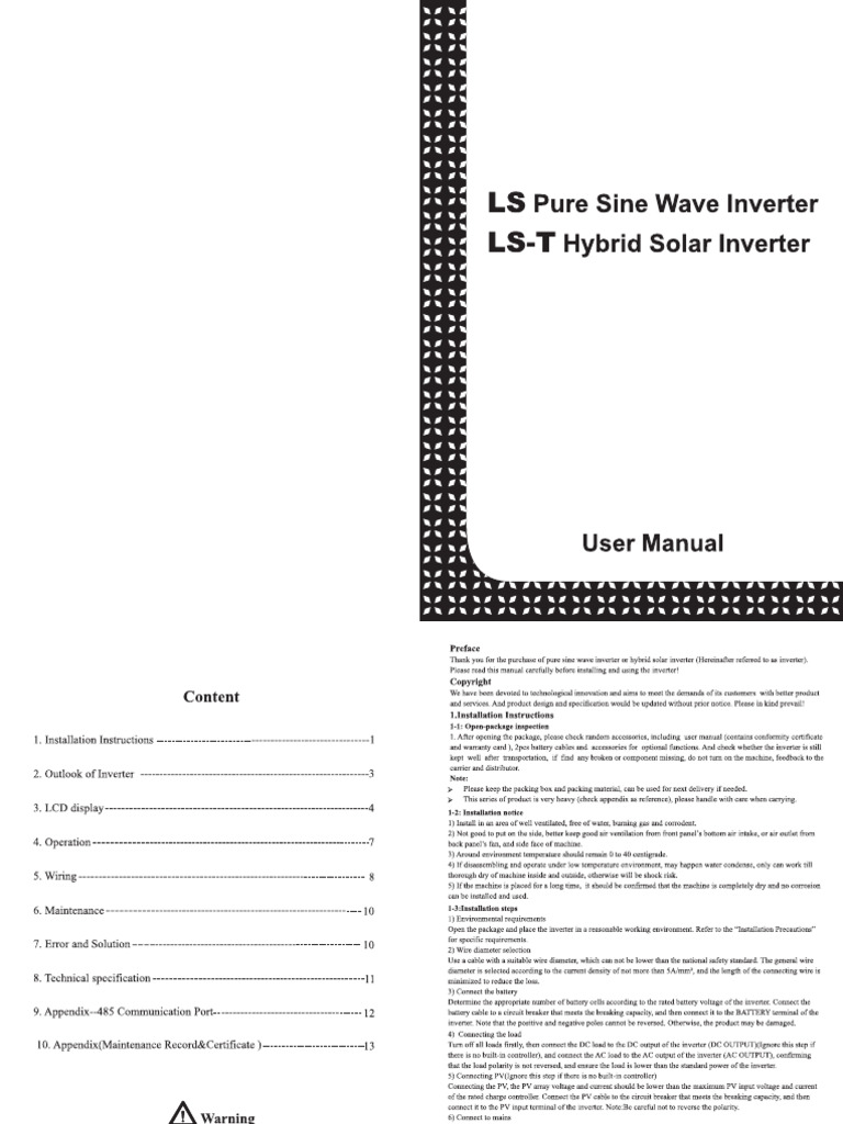 LS Inverter User Manual | PDF