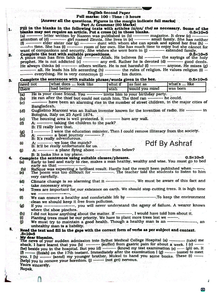 English 2nd Paper.-1 | PDF