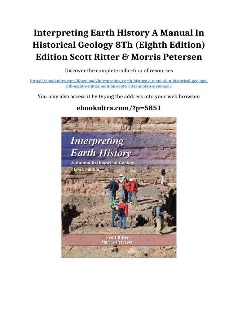 Interpreting Earth History A Manual in Historical Geology 8th (Eighth ...