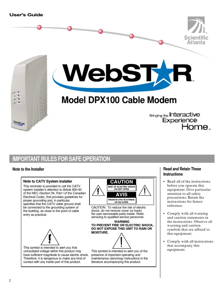 Model DPX100 Cable Modem | PDF | Network Interface Controller ...
