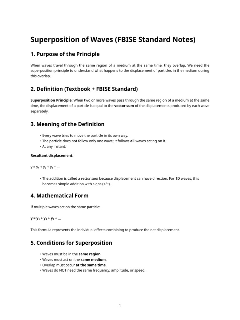 Superposition of Waves Notes | PDF | Waves | Physics