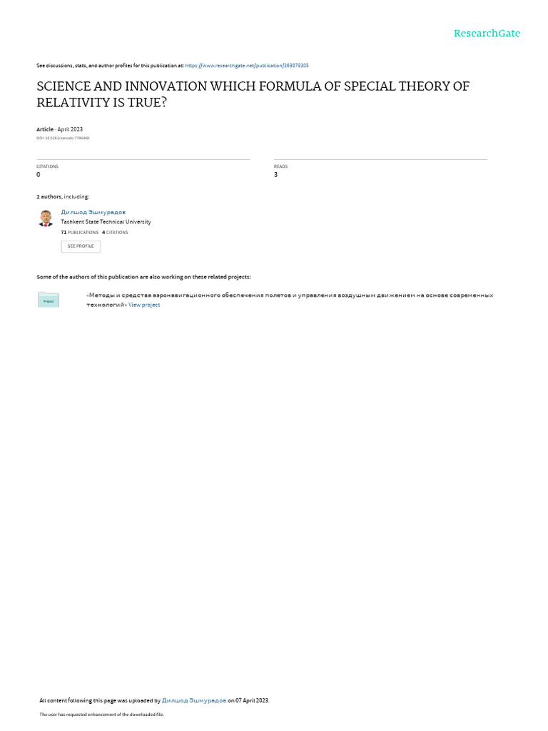 Which Formula of Specialtheory of Relativity Is True | PDF | Frequency ...