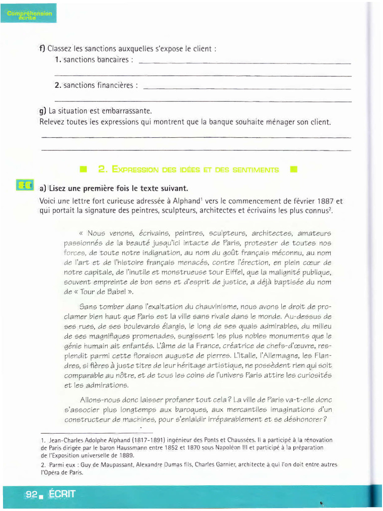 CECR_B2 p92 98 Tour Eiffel | PDF