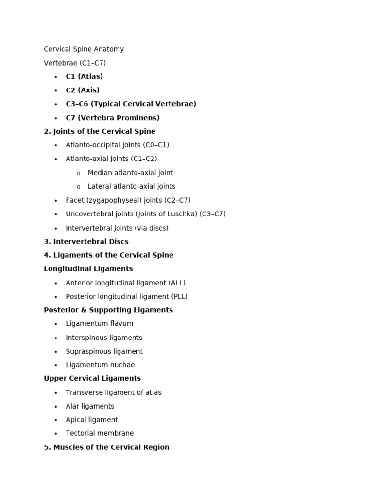 Cervical Spine Anatomy | PDF