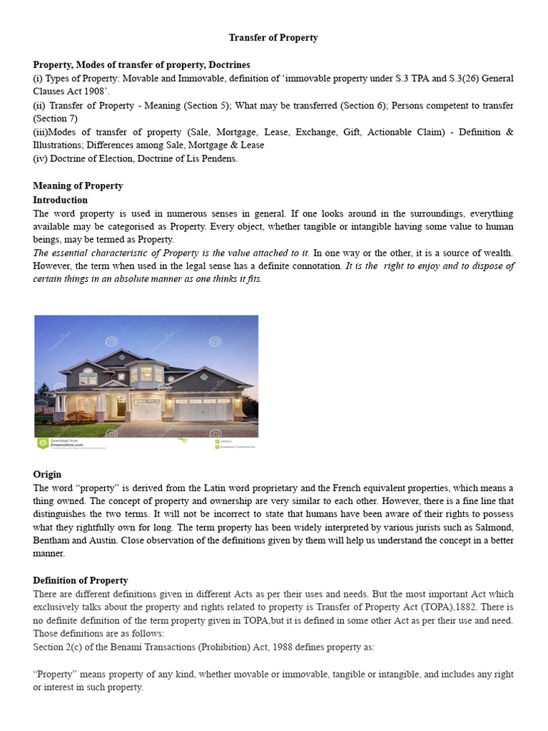 Transfer of Property | PDF | Mortgage Law | Property