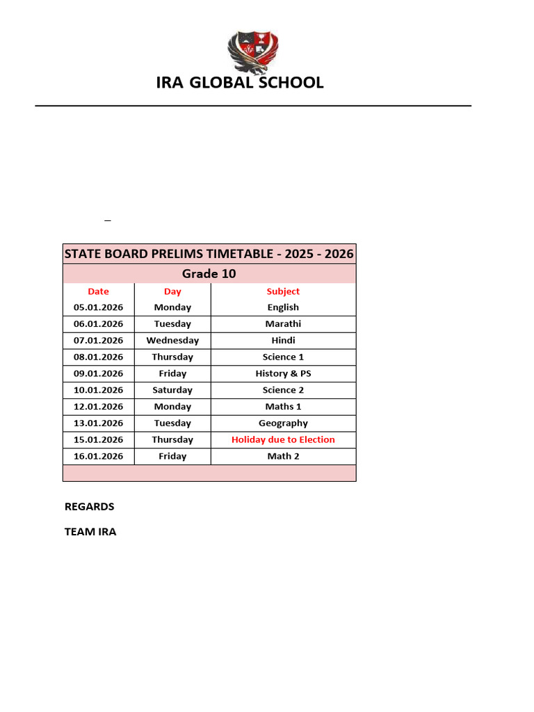Prelims Updated Timetable | PDF