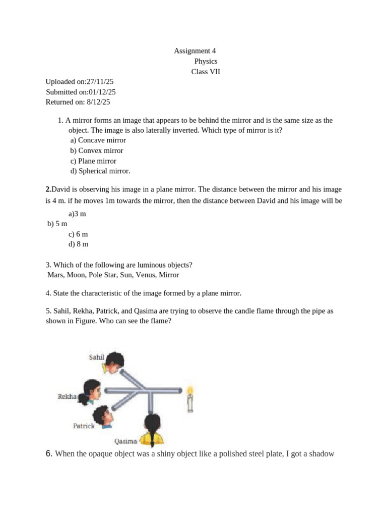 Assignment-4 Class 7 Physics | PDF