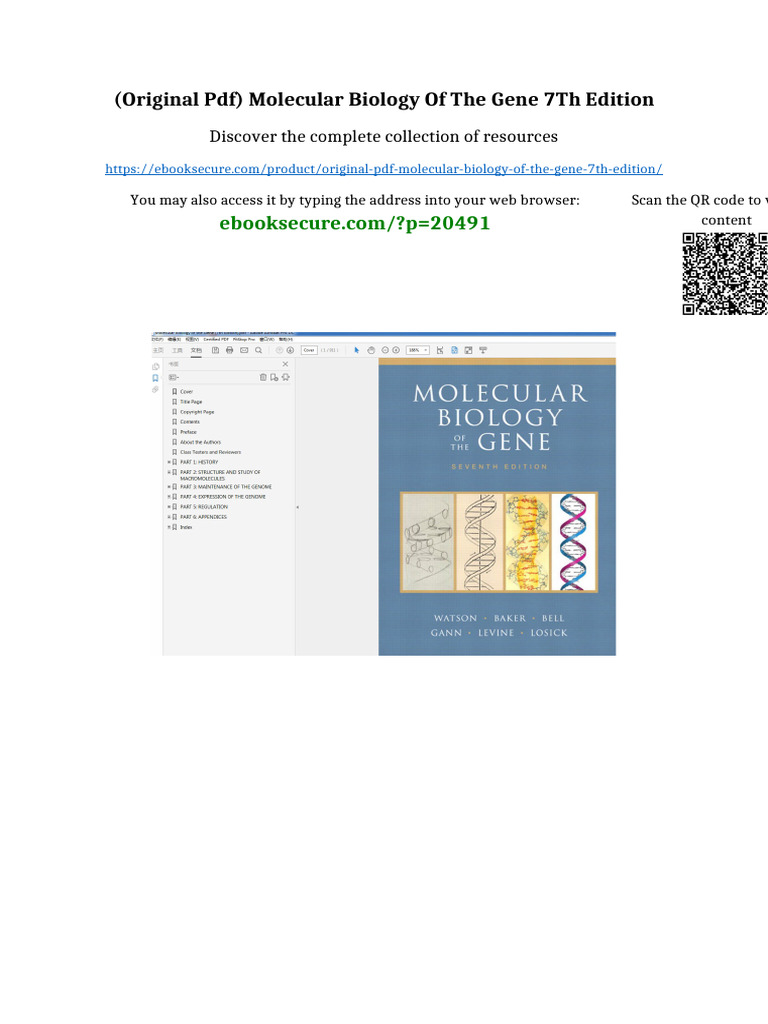 (Original PDF) Molecular Biology of The Gene 7th Edition All Chapters ...