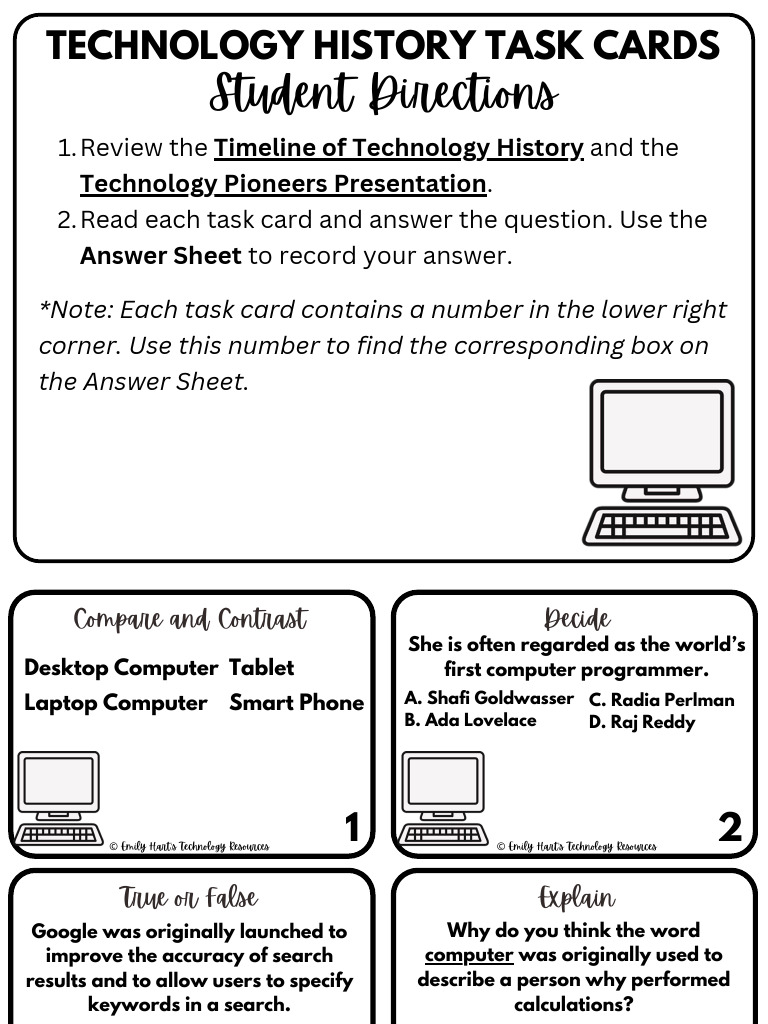 Technology History Task Cards | PDF | Graphical User Interfaces ...