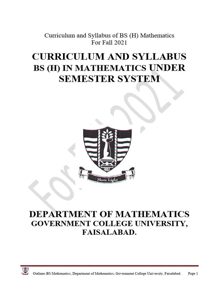 BS Scheme of Studies Fall 2021 | PDF | Partial Differential Equation ...