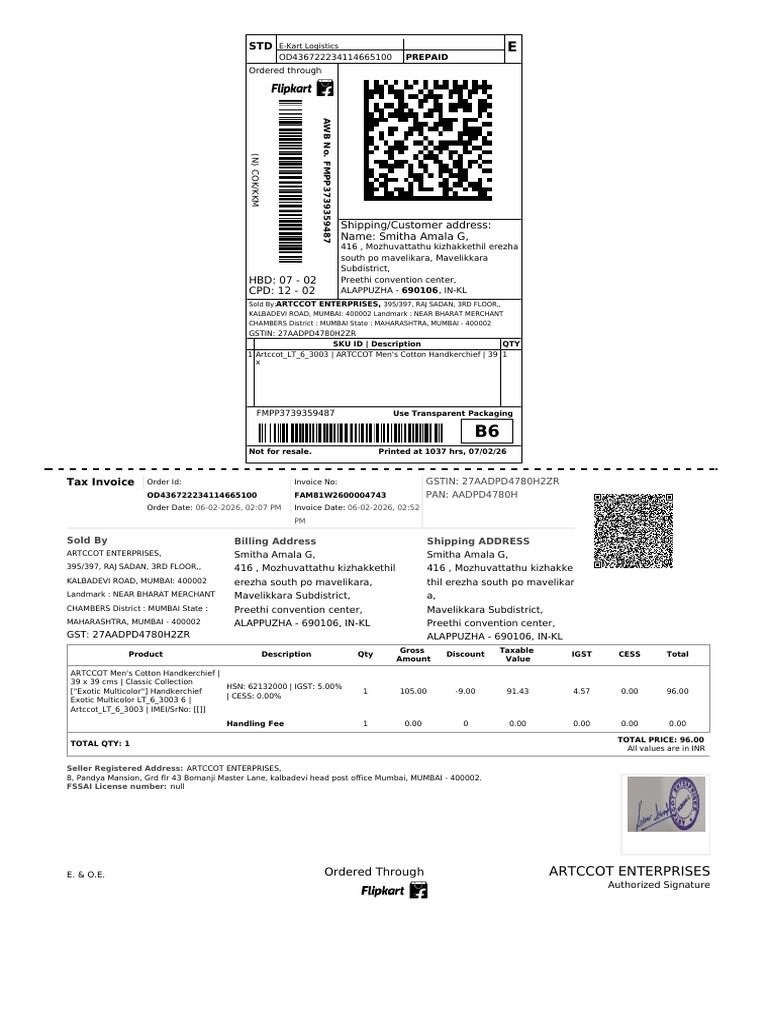 Flipkart Labels 07 Feb 2026-10-37 | PDF | Invoice | Taxes